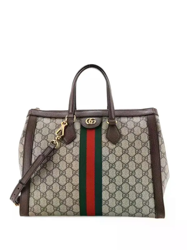 Gucci Ophidia Top Handle Gg Coated Canvas Medium Tote Bag
