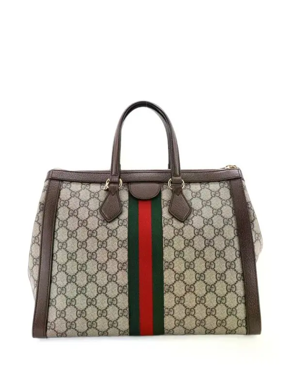Gucci Ophidia Top Handle Gg Coated Canvas Medium Tote Bag