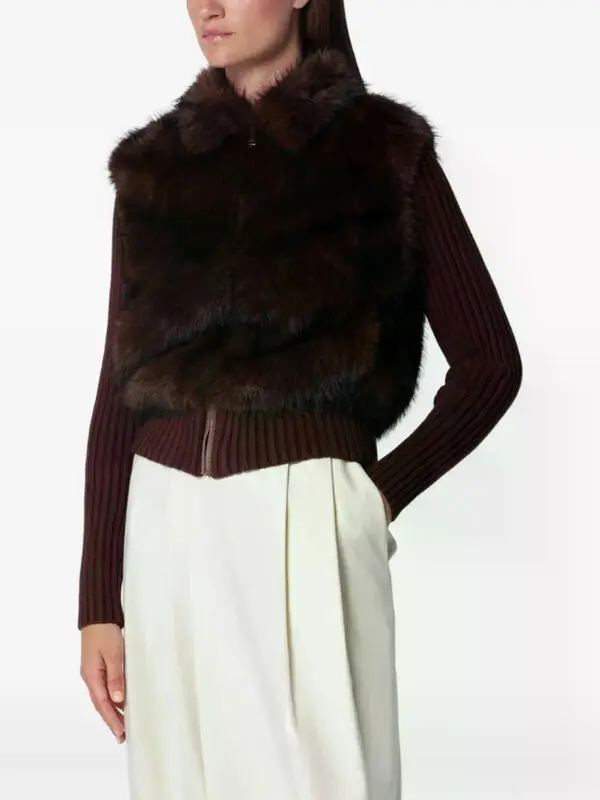 Source Unknown Faux-fur Panelled Ribbed Jacket