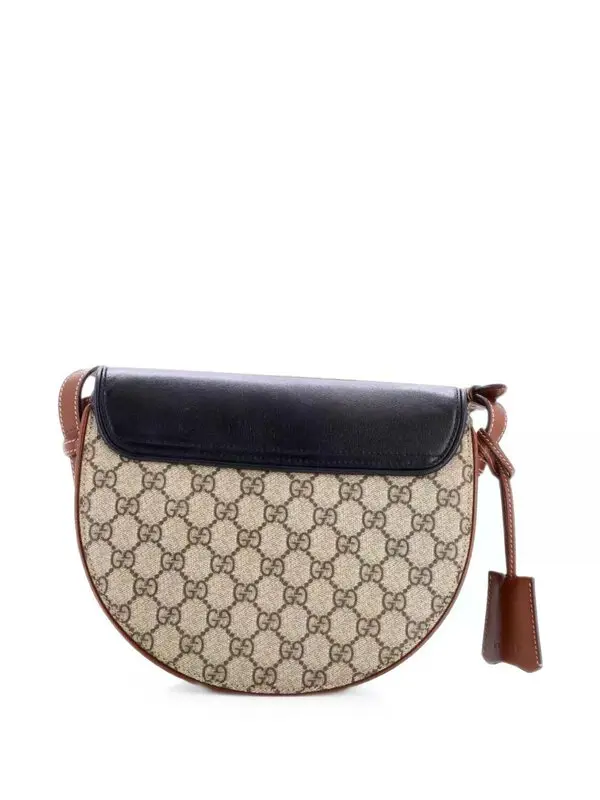 Gucci Padlock Saddle Shoulder Bag Gg Coated Canvas And Leather Small Crossbody Bag - Brown