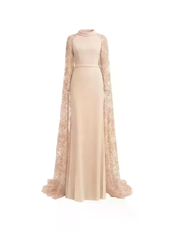 GEMY MAALOUF Fold-over Collar Floral-lace Dress
