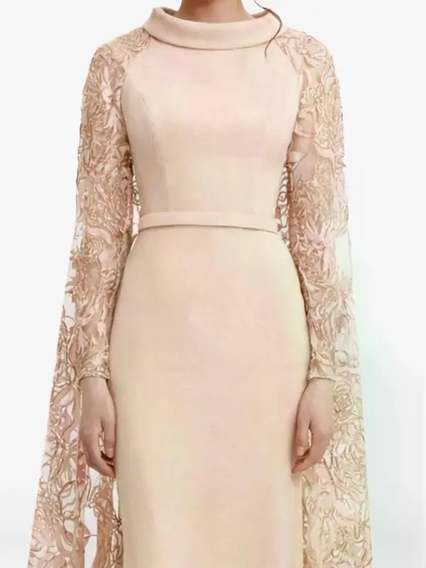 GEMY MAALOUF Fold-over Collar Floral-lace Dress