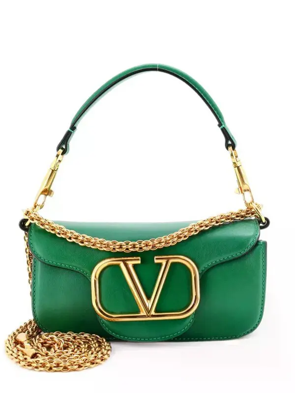 Valentino Garavani Vlogo Loco Flap Leather Small Shoulder Bag - Green