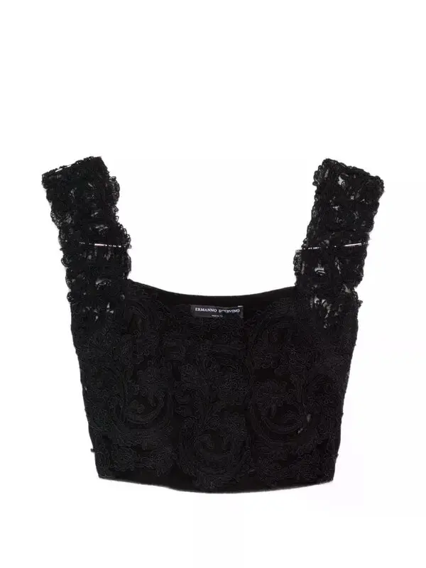 Ermanno Scervino Lace-overlay Scalloped-edge Top
