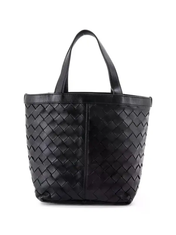 Bottega Veneta Flip Flap Intrecciato Leather Small Tote Bag - Black