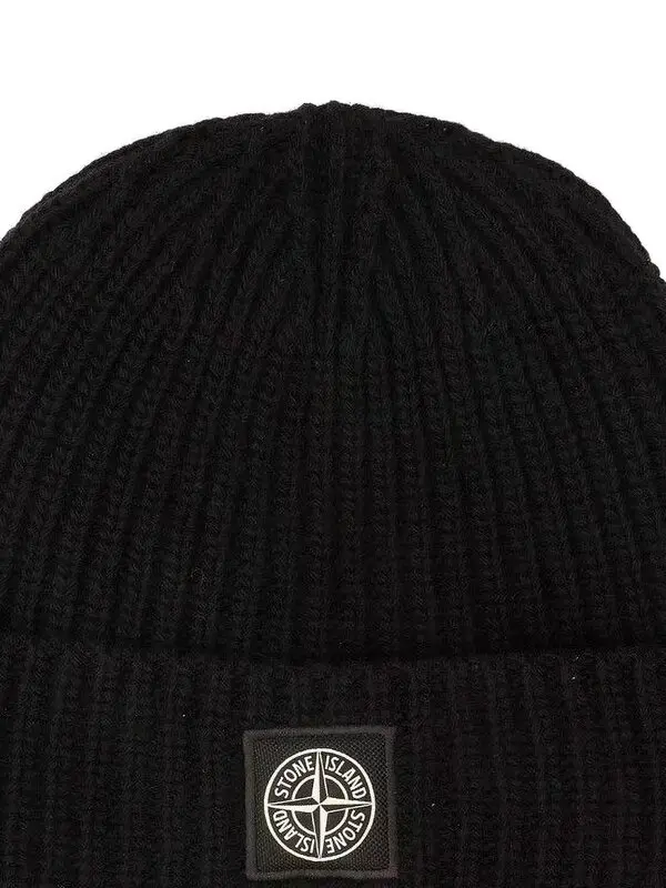 Stone Island Logo-patch Ribbed-knit Beanie Hat