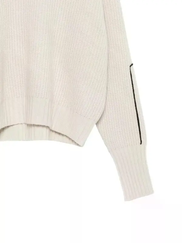 ROBERTO COLLINA Ribbed-knit Embroidered-sleeve Sweater