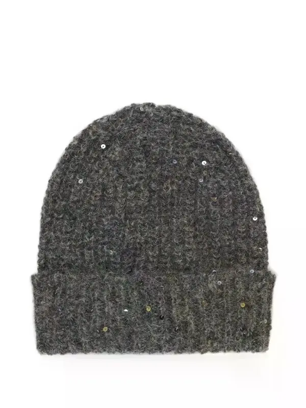 PANICALE Sequin-embellished Ribbed Beanie Hat