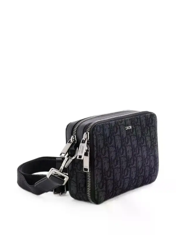 Dior Double Zip Pouch Oblique Canvas Crossbody Bag