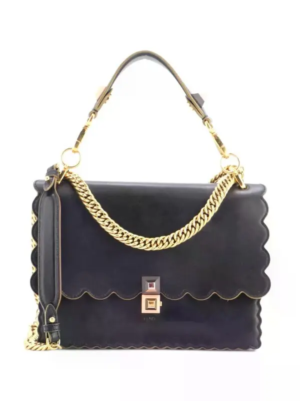 Fendi Kan I Bag Leather Medium Shoulder Bag - Black