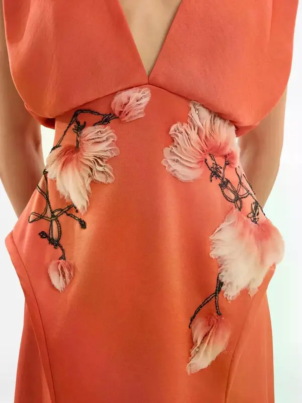 GEMY MAALOUF V-neck Beaded Maxi Dress