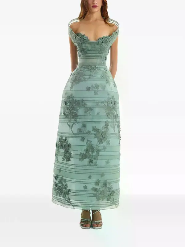 GEMY MAALOUF Off-shoulder Embroidered Midi Dress