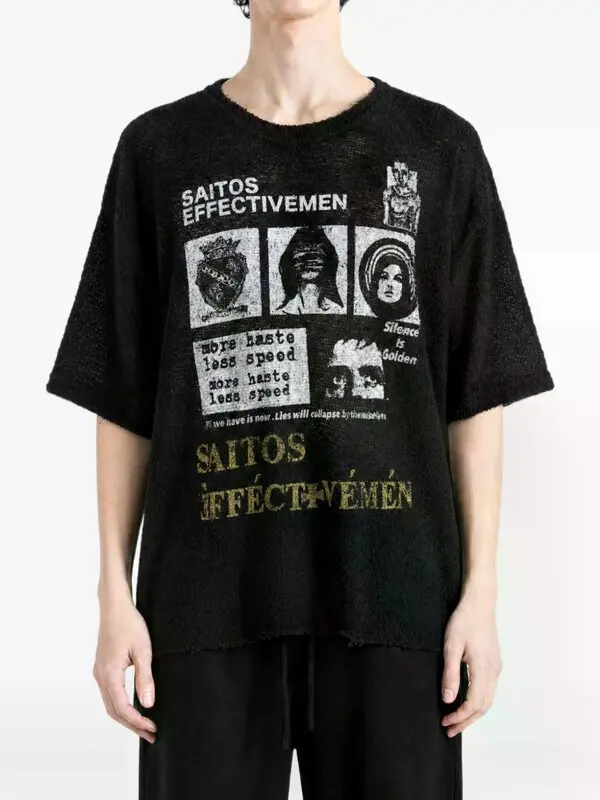 SAITOS Graphic-print Terry-cloth T-shirt
