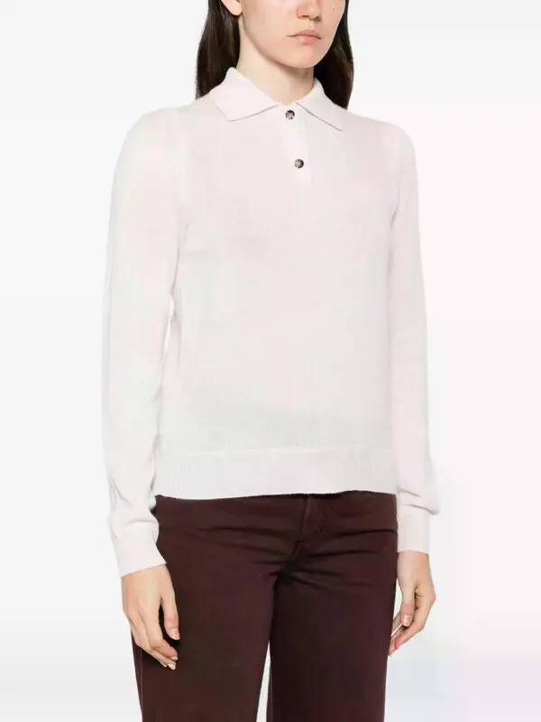 ALLUDE Button-up Knitted Polo Top