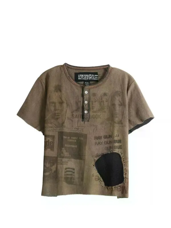 SAITOS Mesh-panel Henley T-shirt