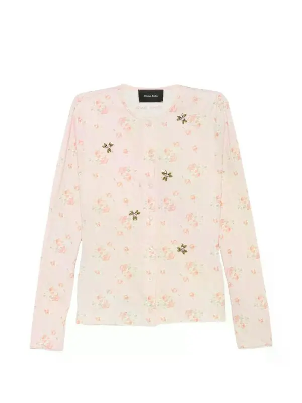 Simone Rocha Floral-print Crystal-embellished Cardigan