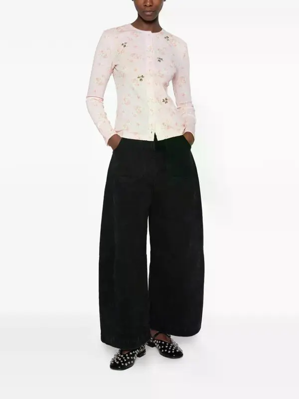 Simone Rocha Floral-print Crystal-embellished Cardigan