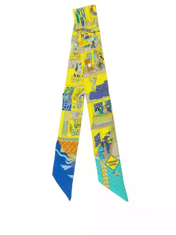 Hermès 1980-2000 La Maison Des Carres Twilly Silk Scarf Scarves