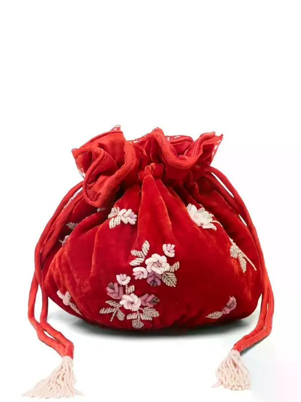 Bernadette Round Embroidered Bucket Bag