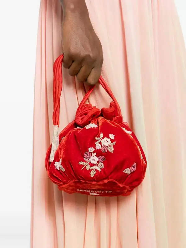 Bernadette Round Embroidered Bucket Bag