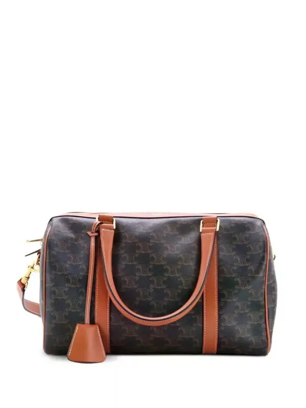 Celine Convertible Duffle Bag Triomphe Coated Canvas Large Travel Bag - Brown