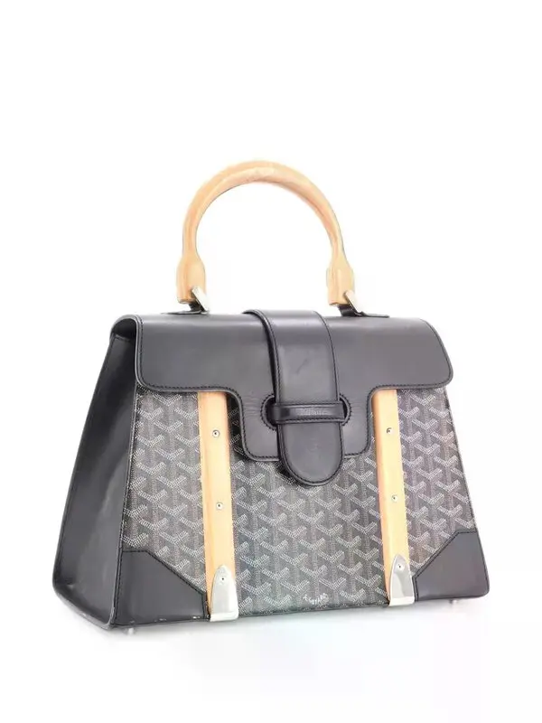 Goyard Saigon Top Handle Bag Coated Canvas With Leather Mm Satchel - Black