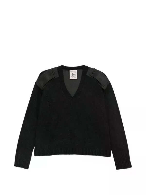 SEMICOUTURE Epaulette-detail V-neck Sweater