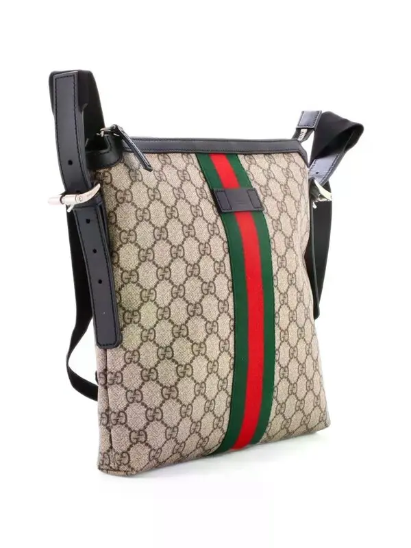 Gucci Web Messenger Bag Gg Coated Canvas Medium Crossbody Bag