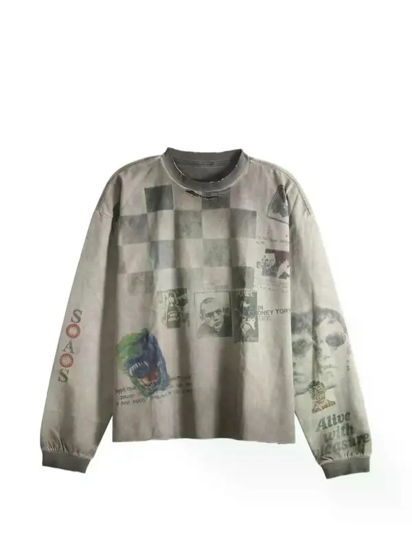 SAITOS Public Image Distressed Long-sleeve T-shirt
