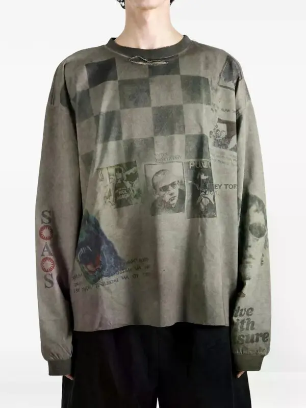 SAITOS Public Image Distressed Long-sleeve T-shirt