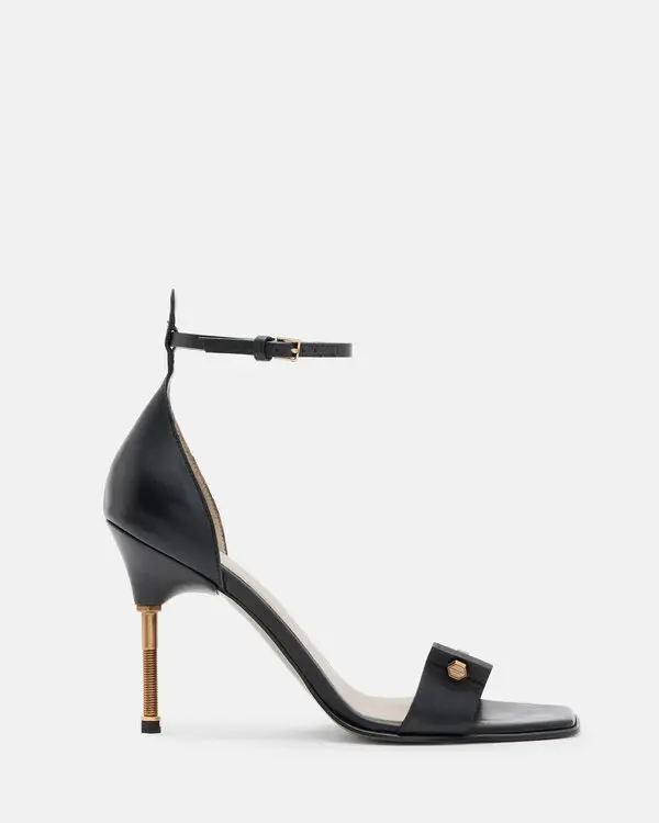 ALLSAINTS Betty Square Toe Leather Heeled Sandals