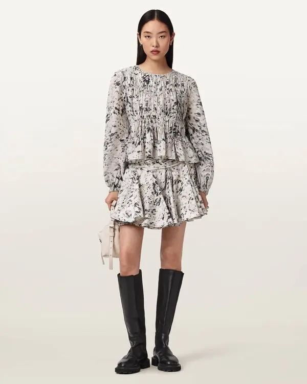 ALLSAINTS Melani Round Neck Gathered Top