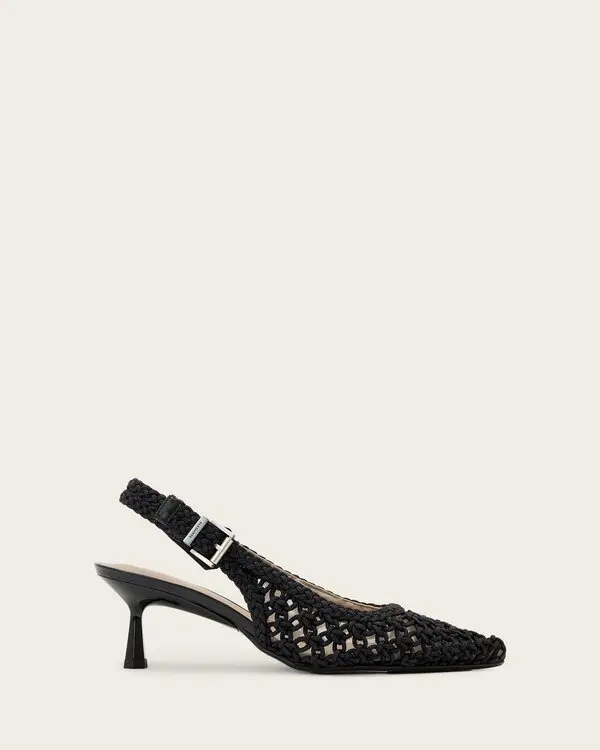 ALLSAINTS Violet Slingback Pointed Toe Heels - Black