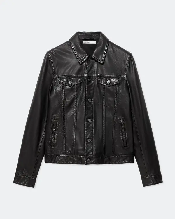 ALLSAINTS Chaiyo Leather Trucker Jacket