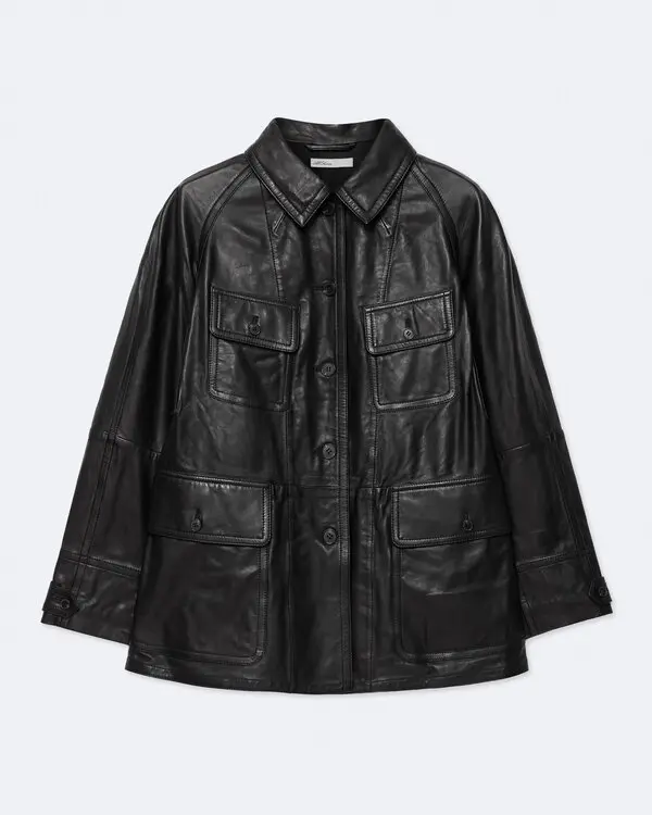 ALLSAINTS Roiya Leather Hunting Jacket - Black