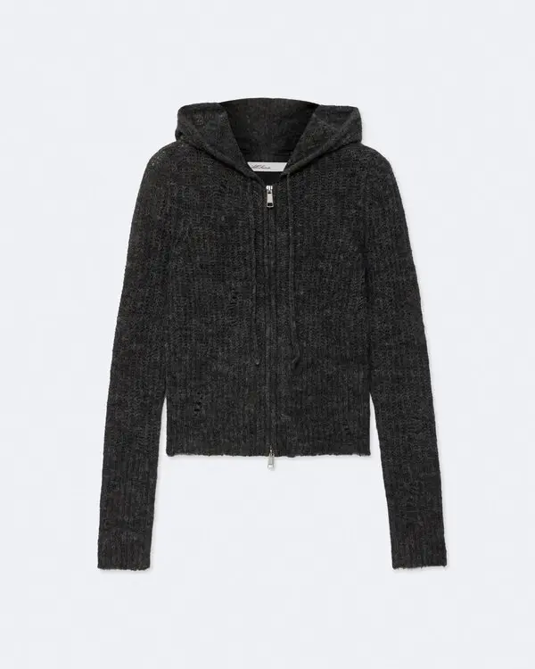 ALLSAINTS Mabel Cropped Alpaca-blend Hoodie - Grey