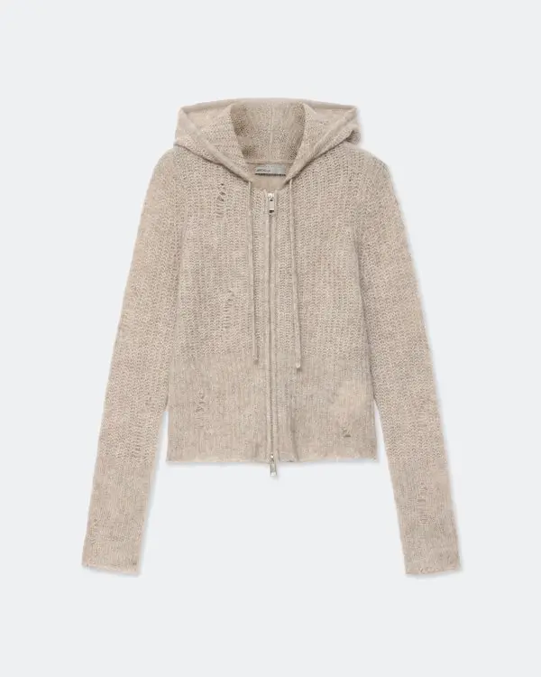 ALLSAINTS Mabel Cropped Alpaca-blend Hoodie - Grey