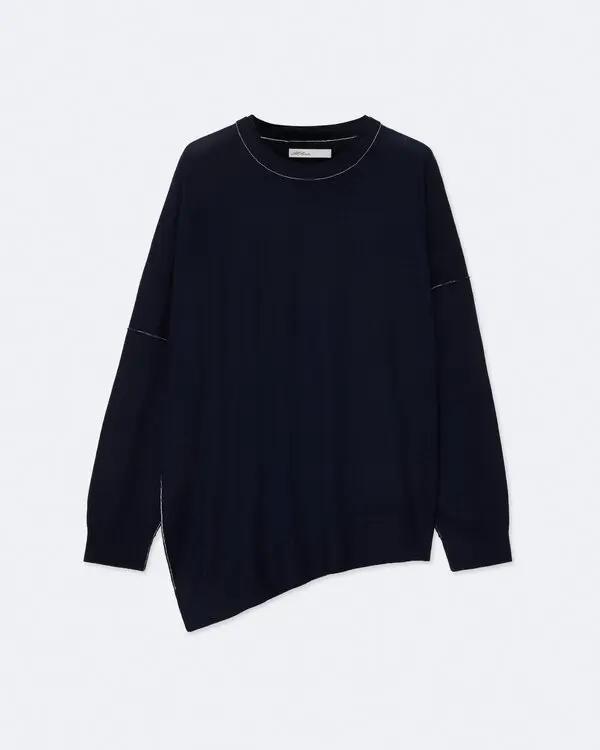 ALLSAINTS Martel Asymmetric Merino Wool Sweater - Blue