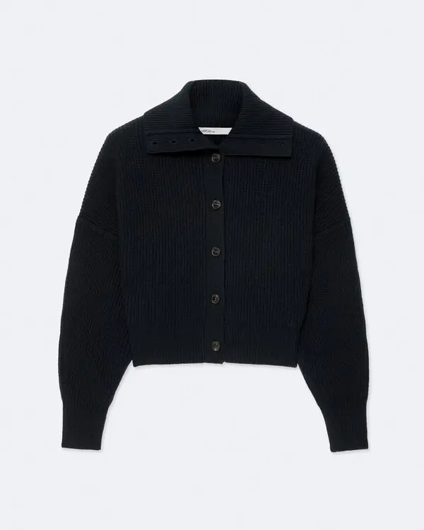 ALLSAINTS Caron Cropped Merino Wool Cardigan - Blue