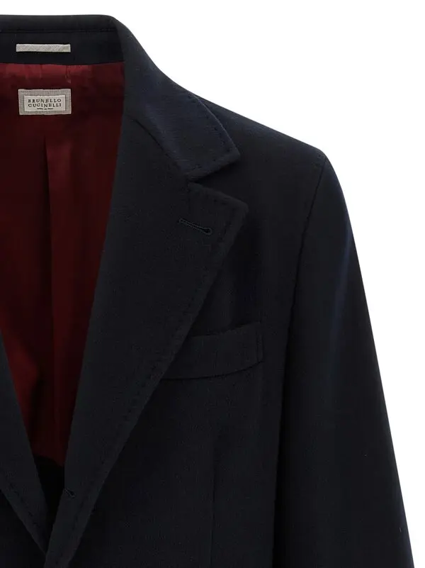 Brunello Cucinelli Wool Beaver Coat - Blue