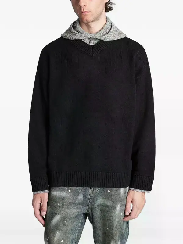 FOUND Layered-hood Sweater