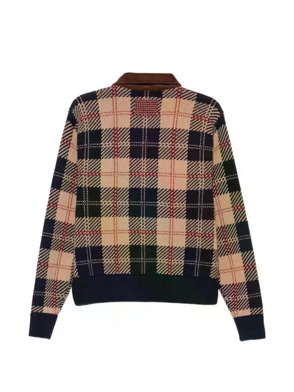 Guest In Residence Plaid-check Corduroy-collar Cardigan