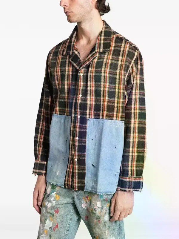 FOUND Check-pattern Panelled Shirt