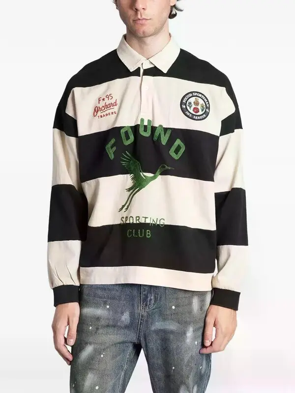 FOUND Striped Logo-embroidered Polo Shirt