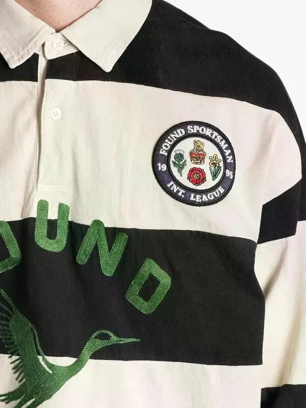 FOUND Striped Logo-embroidered Polo Shirt