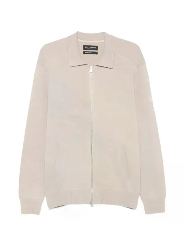 Marc O'polo Zip-up Collared Cardigan - Grey