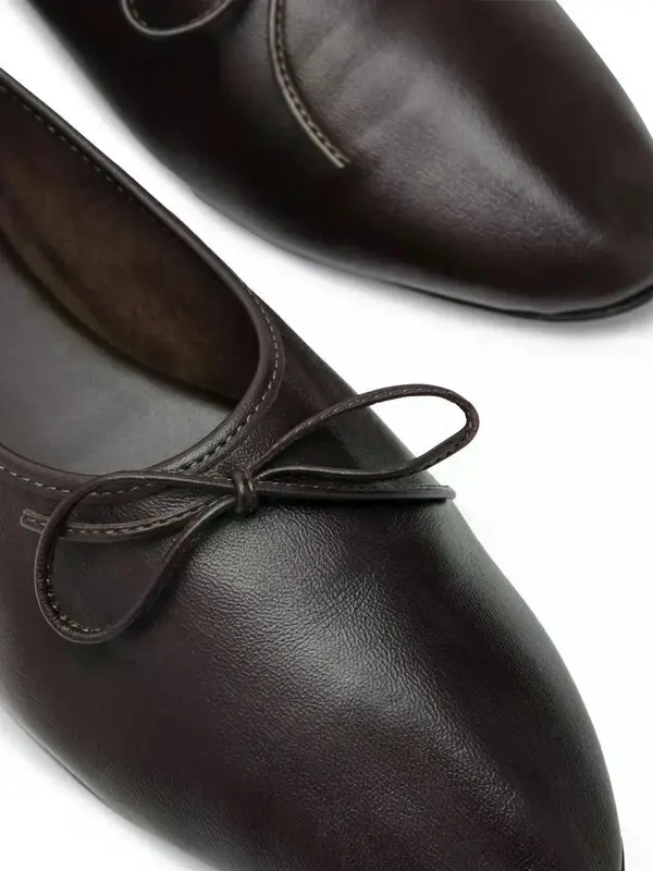 Dear Frances Gala Bow-detail Leather Ballet Flats