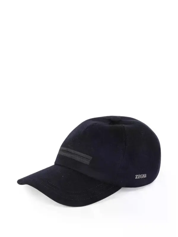 Zegna Dark Baseball Cap In Oasi Cashmere - Blue