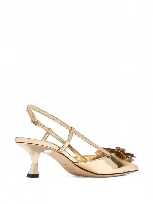 JIMMY CHOO Flower-embellished Leather Pumps