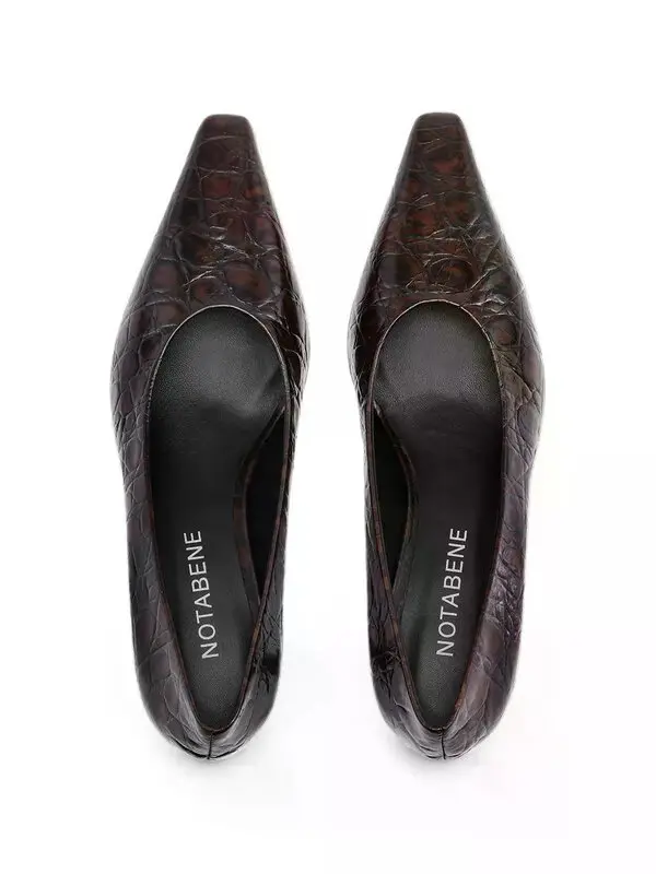 NOTABENE Emmy Low Crocodile-embossed Heeled Pumps